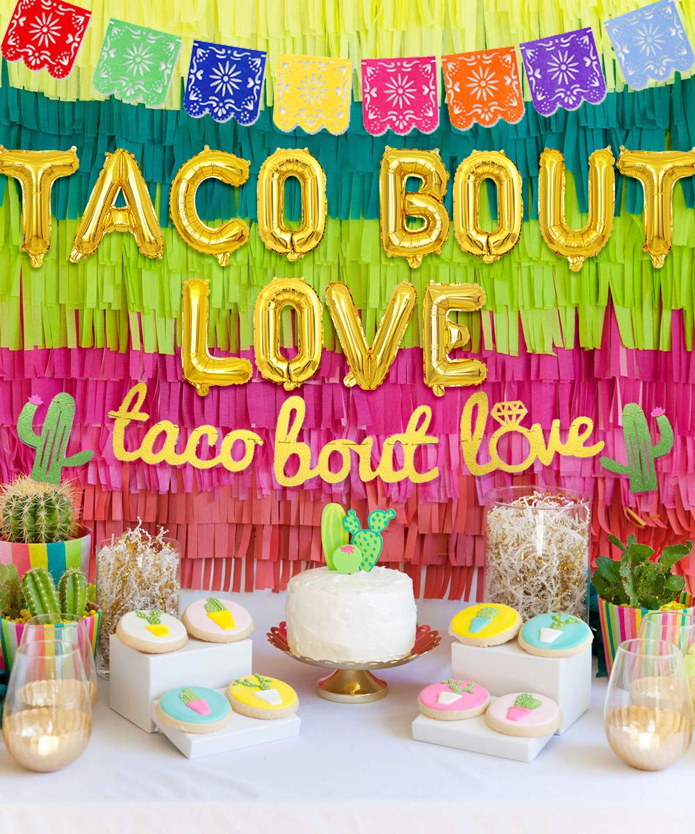 Fiesta Bridal Shower Decorations Mexican Taco Bout Love Balloon Cactus Garland Papel Picado Banner for Engagement Bachelorette Party