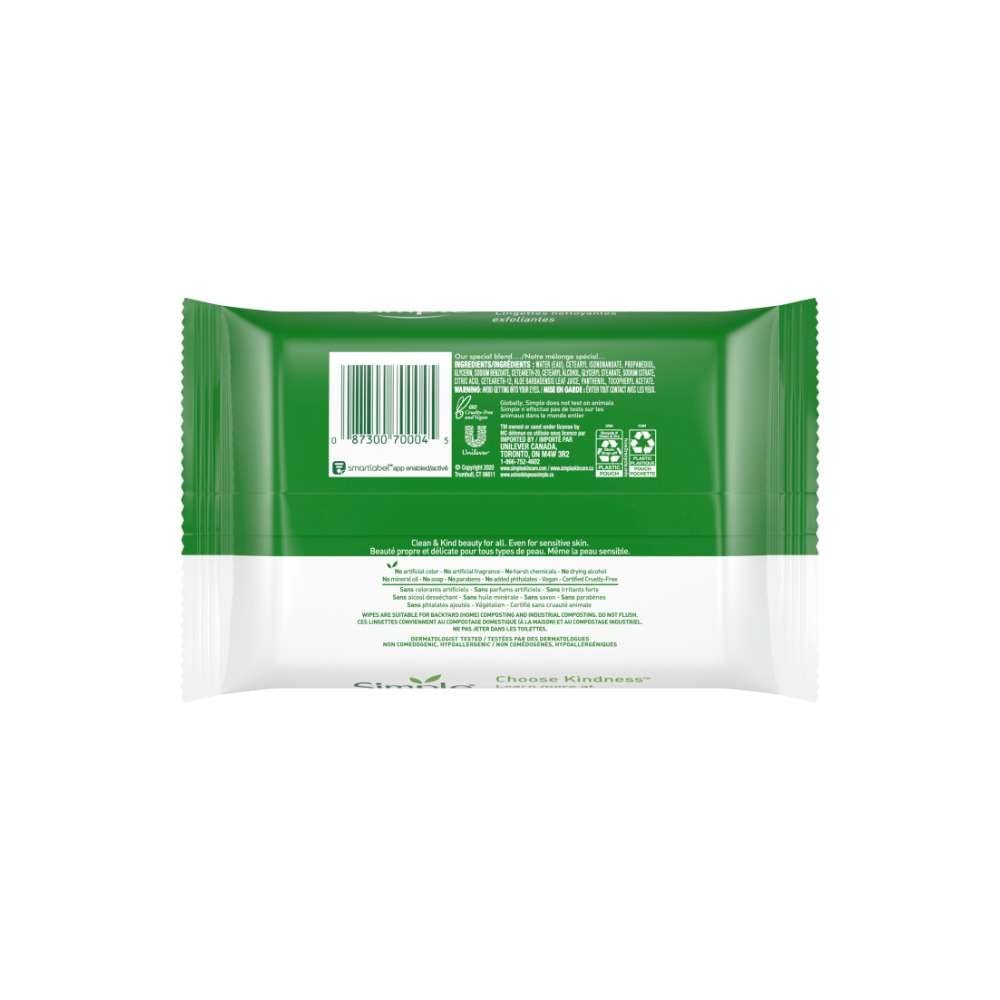 Simple Kind Exfoliating Facial Wipes - 25 per pack - 6 packs per case, 25 Count (pack of 6)