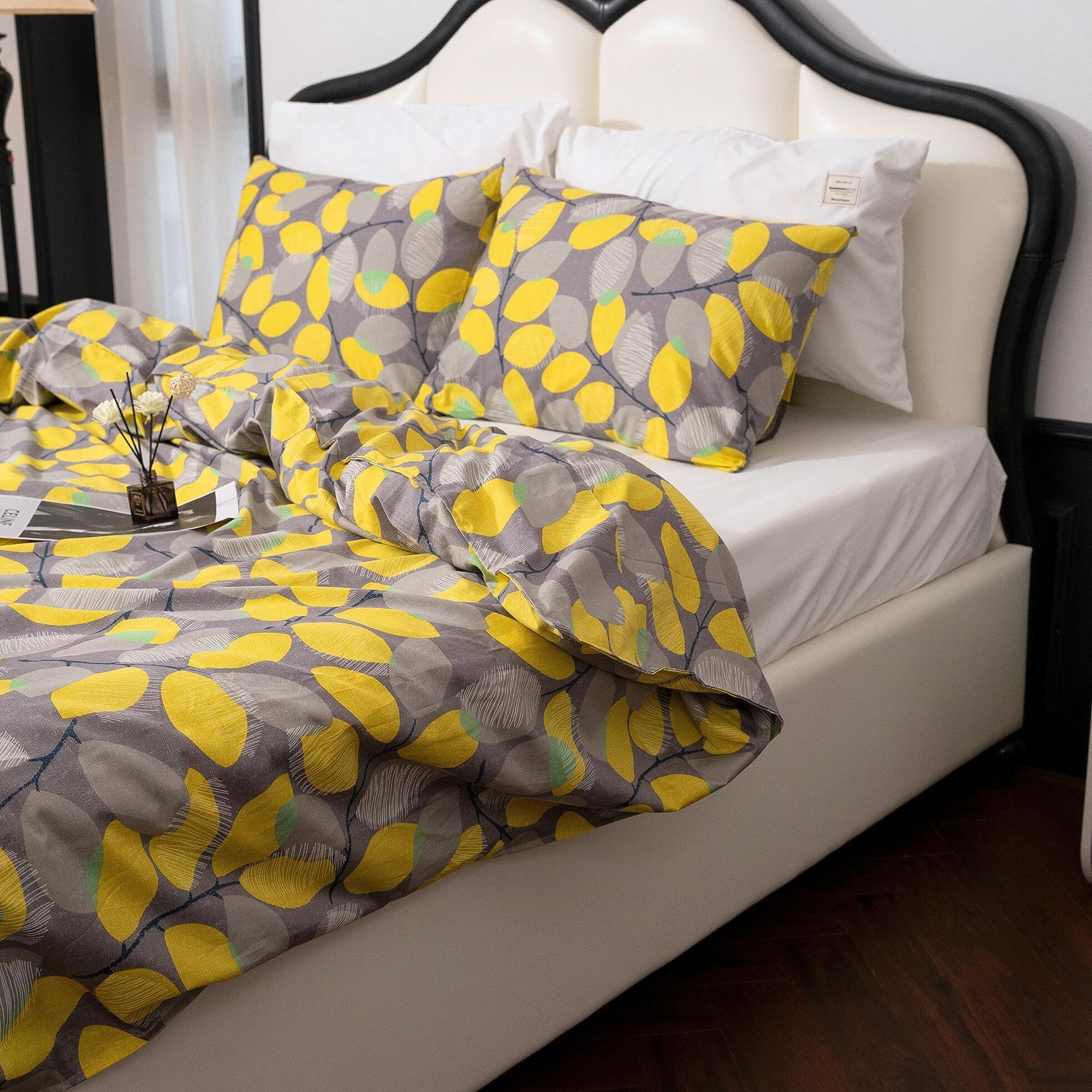 VDhome King Size Cotton Duvet Cover Set, Triangle Pattern Bedding Set, 3 Pieces, Geometric Duvet Cover with Zipper 90"x104" with 8 Corner Ties and 2 Pillowcases 20"x36"