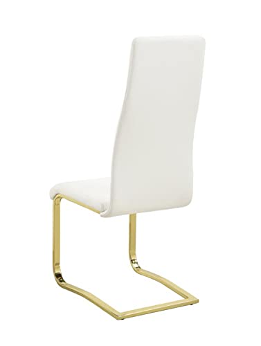Coaster Furniture High Back White and Rustic Brass (Set of 4) Side Chair 17" D x 22.75" W x 43.75" H 190512