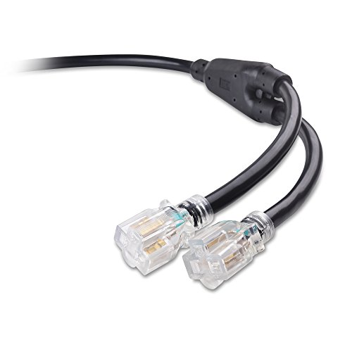 Cable Matters LED-Lit 3 Prong 30 Amp to 15 Amp Adapter for Generator (30 AMP to 110 Adapter Splitter) 3 Feet - NEMA L5-30P to 2X 5-20R