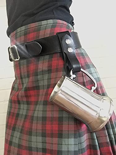 Black Leather Tankard Strap for Belt Renaissance Festival Beer Mug Holder Fits on Wide Belts USA Made