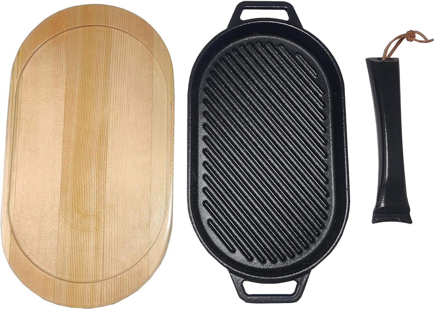 JAQKITU Oval Cast Iron Frying Pan for Steaks and Vegetables Convenient, Novel and Stylish
