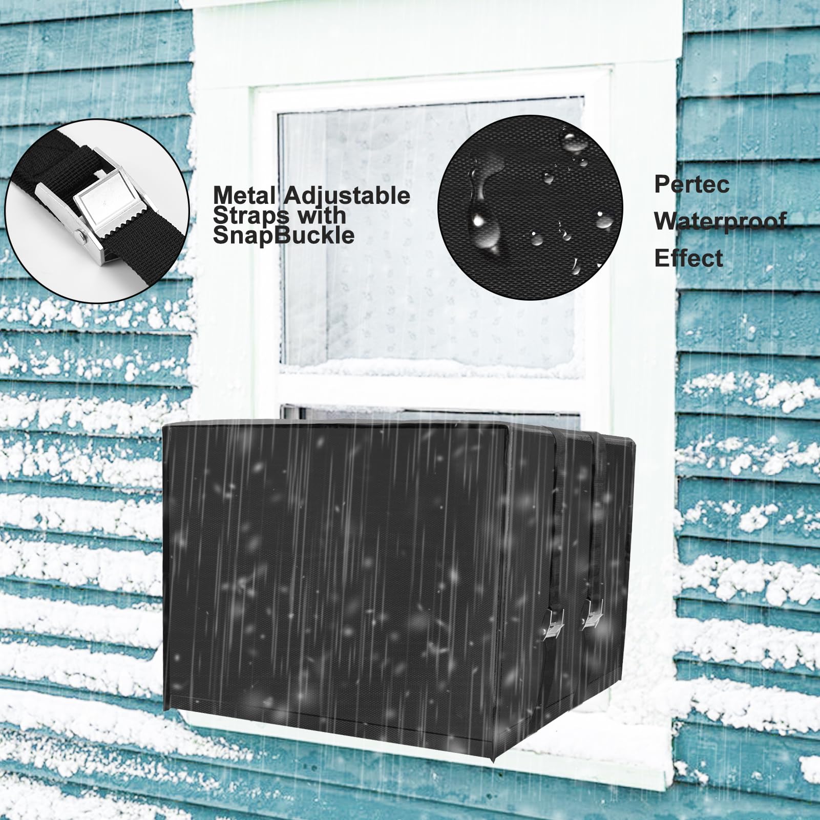 Insulated Air Conditioner Cover for Window Units, 3 Layers Waterproof Insulation Window Ac Cover Black Outdoor AC Protection Covers Dustproof Winter Window AC Cover for Outside Unit 21"L ร 15"H ร 16"D
