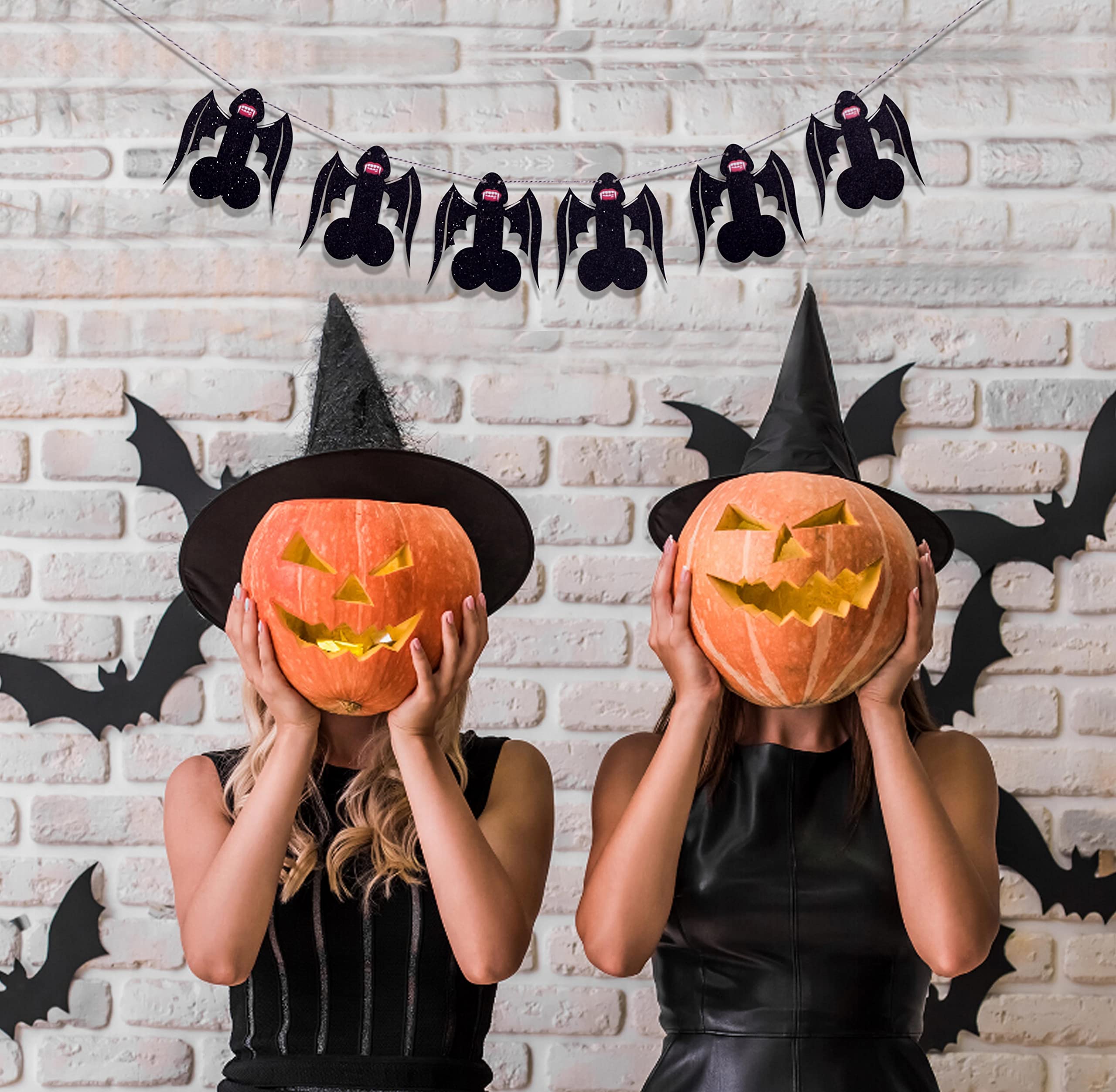 VAVAYAO Halloween Bachelorette Party Vampire Banners,Halloween Themed, Witch Banner Decorations, Enchanting Brides Halloween Bachelorette Party Vampire Banners, Vampires with Wings and Fangs.