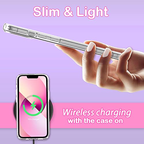 Coolwee Anti Yellowing Clear Glitter Compatible iPhone 14 Case, 6.1 inch, Military Grade Drop Protection Slim Crystal Lace Bling Floral Hard PC Soft TPU Bumper Cover Mandala Henna