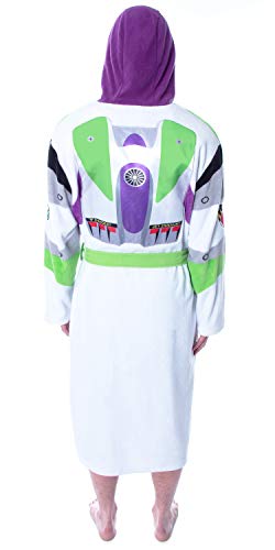 Disney Men's Toy Story Buzz Lightyear Costume Ultra-Soft Fleece Plush Hooded Robe Bathrobe (2X/3X)