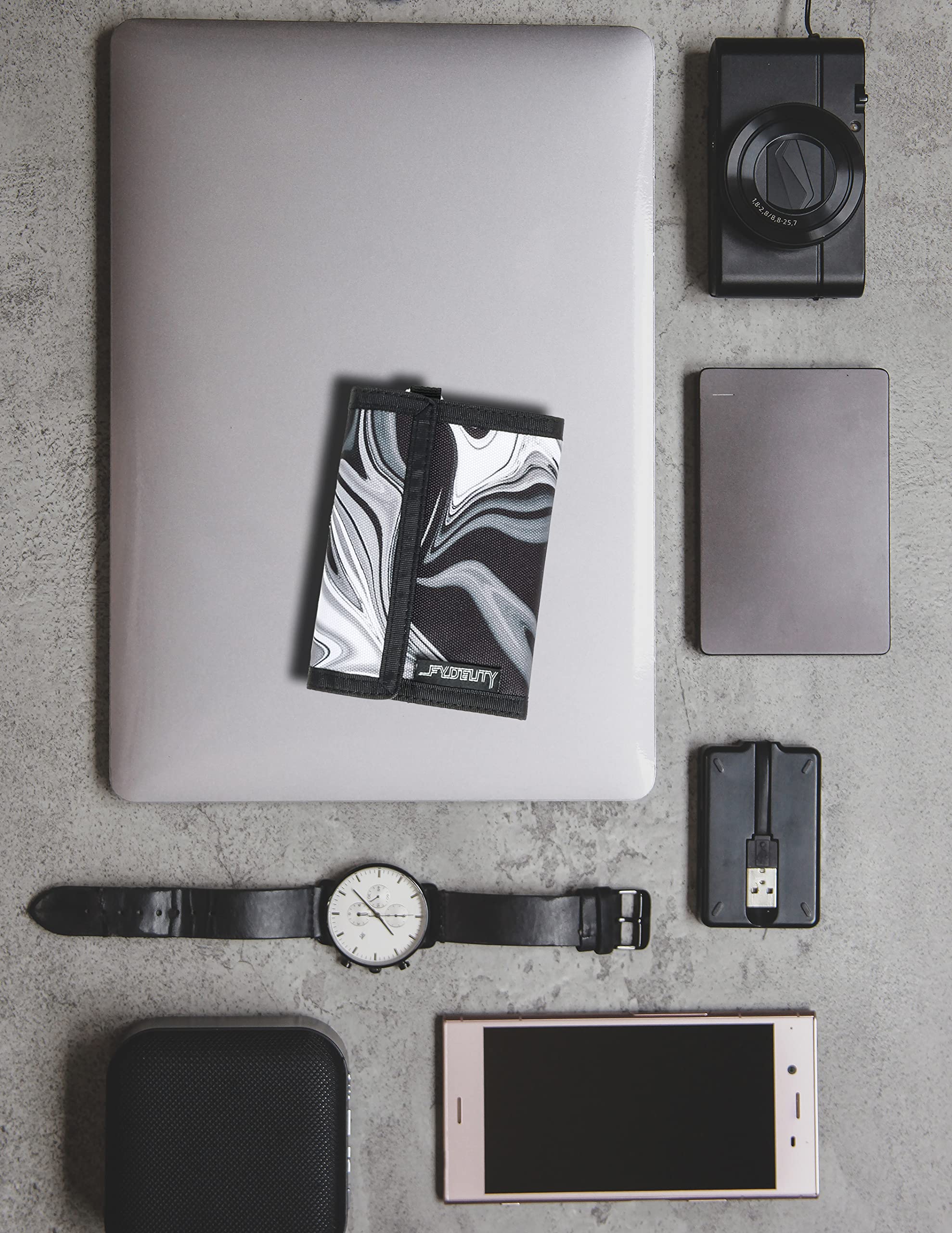 Fydelity 80's RFID Blocking Wallet - Mens and Women's RFID Wallet for Cards and Cash Bifold Hook & Loop Wallet Retro Wallets Men Women, Girls and Boys Wallet BLACK SLICK