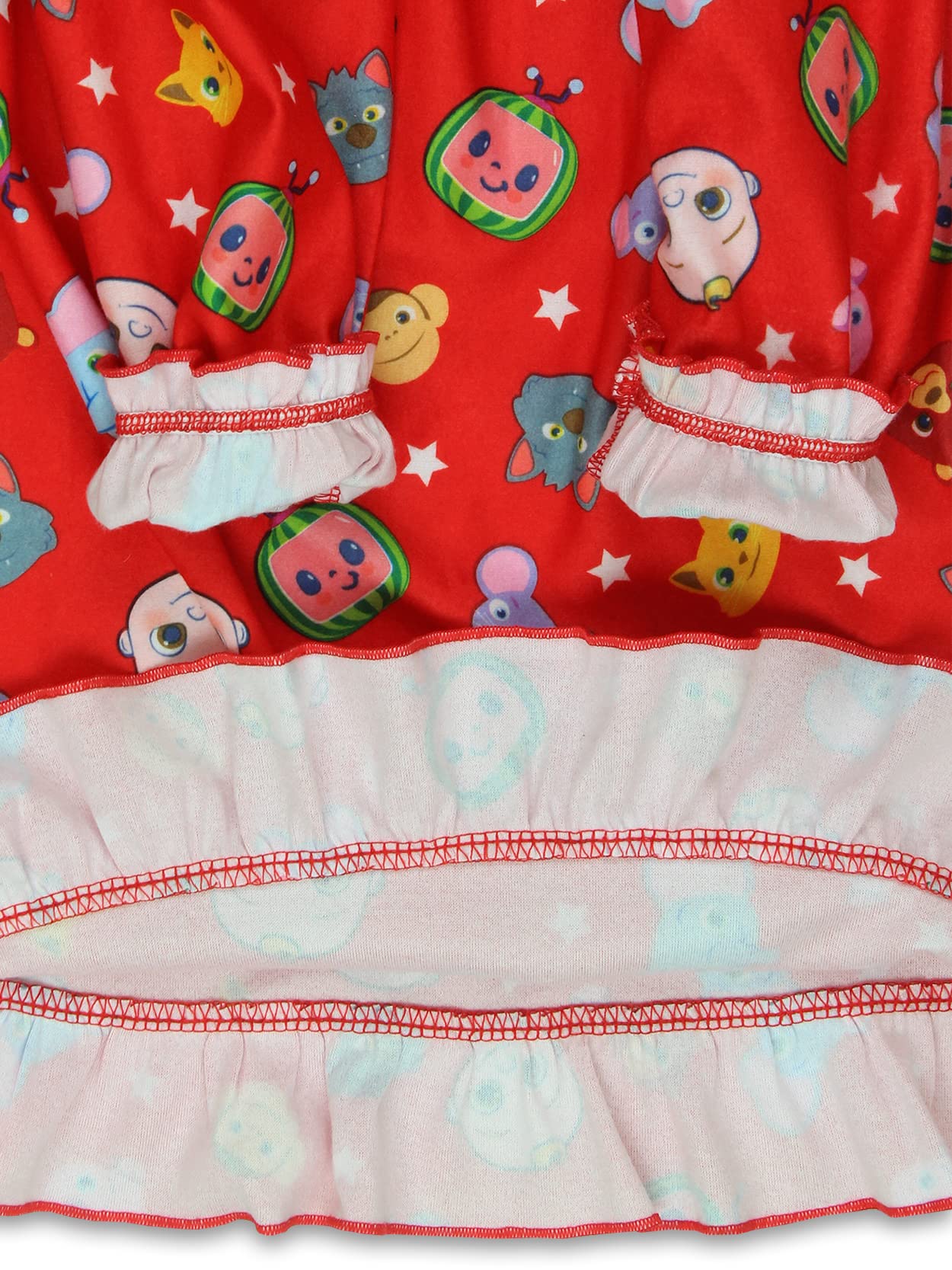 CoComelon Infant and Toddler Girls Flannel Granny Gown Nightgown Pajamas (3T, Red)