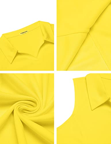 COOrun Women's Polo Shirt Sleeveless Golf Shirts Moisture Wicking Athletic Tennis Shirts Classic Tennis Tops,Yellow Medium