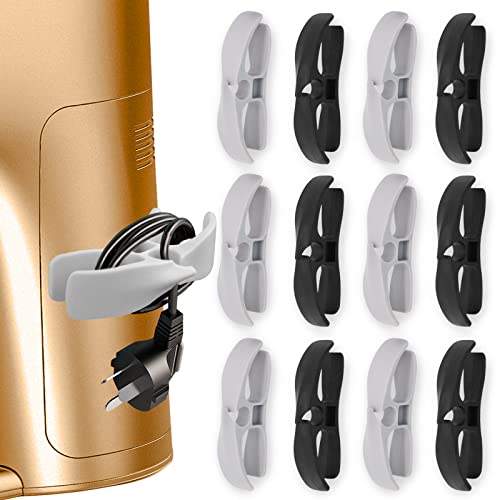 Cord Organizer for Kitchen Appliances - Upgraded Adhesive Cord Winder Wrapper Holder Cable Organizer for Small Appliances, Coffee Makers, Mixer, Pressure Cookers and Air Fryers (Black+Grey, 12 Pack)