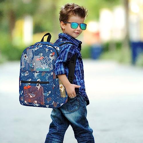 CAMTOP Mesh Backpack Kids Boys Girls Bookbag See Through Preschool Backpacks Casual Daypack for School Beach Travel Swim(Age 3-8 Years,Shark)