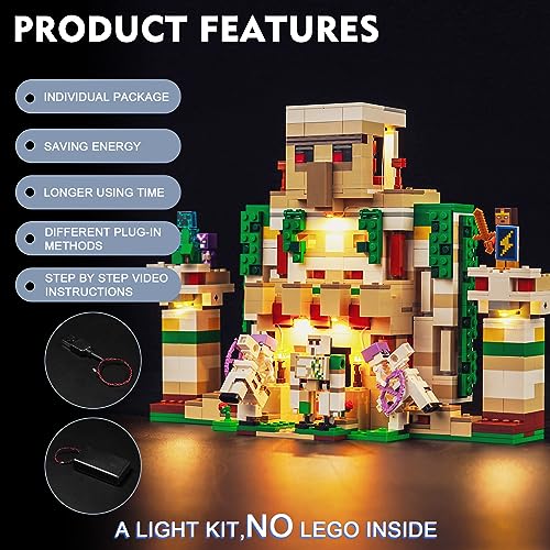 BrickBling Light Kit for Lego The Iron Golem Fortress Building Toy Set, Creative Lighting Compatible with Lego 21250 (Lights Only, No Bricks)