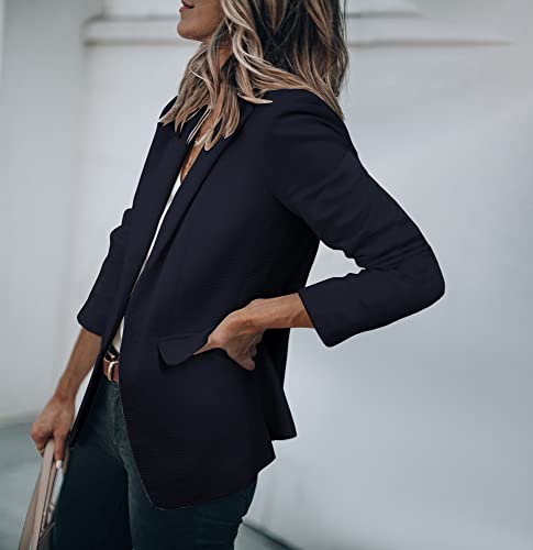 Cicy Bell Womens Casual Blazers Open Front Long Sleeve Work Office Jackets Blazer(Navy,Small)
