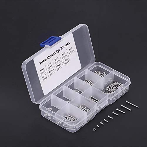 Screw 320pcs M2 Machine Screws Set Fasteners for Laptop/Hard Disk/Keyboard/Phone/PC Stainless Steel Material