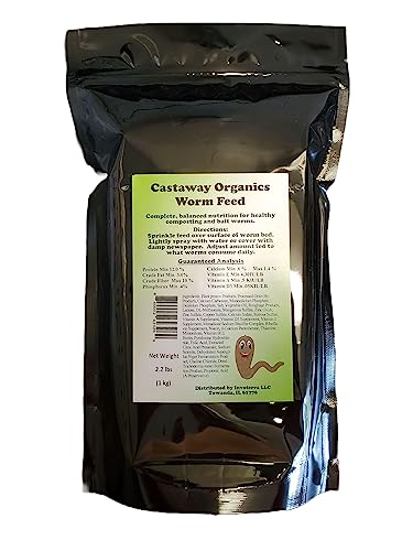 Castaway Organics Worm Food for All Composting Worms, Bait Worms, Red Wigglers, Nightcrawlers (Resealable 2.2 Pounds)