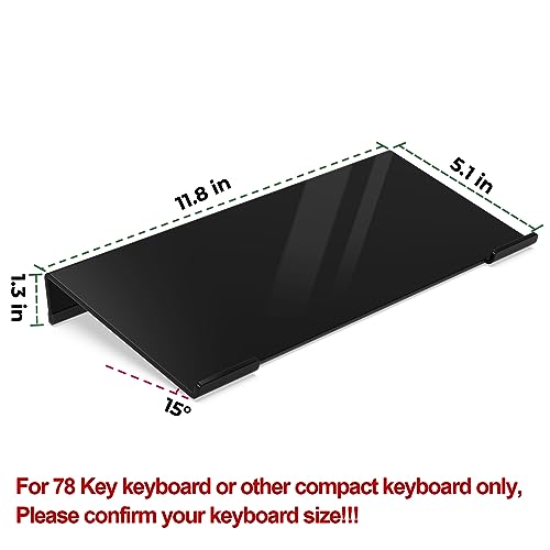 Egchi Computer Keyboard Stand for Desk 78 Keys, 11.8 x 5.1 Inch Keyboard Tray, Black Acrylic Keyboard Riser Lift, Apple Keyboard Holder