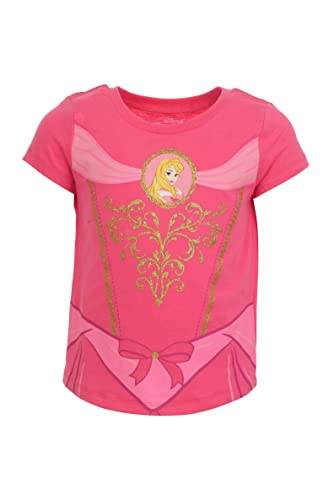 Disney Princess Little Girls 5 Pack Graphic T-Shirts Blue/Pink/Yellow 7-8
