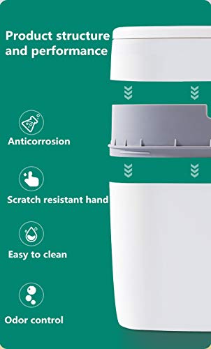 CY craft Plastic Trash Can with Lid,10L/2.6 Gallon Garbage Can,Modern Waste Basket Thin Trash Cans for Bathroom,Living Room,Office,Kitchen and Narrow Spaces,White