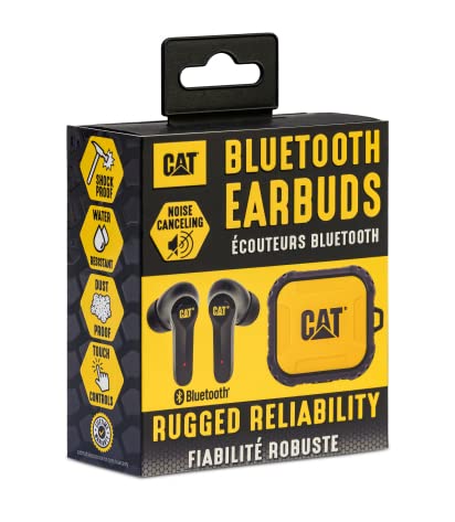 CAT Bluetooth Noise CANCELING Ear Buds- Rugged Wireless Earbuds for Tough Jobs - Dust Proof, Shock Proof, Water Resistant Earbuds for Working Out - Bluetooth Headphones Compatible with Apple, Android