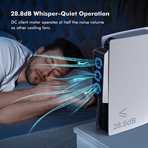 Cooling Accessories for PS5, KIWIHOME Horizontal Cooling Fan for PS5, Upgraded Quiet Cooler Fan with LED Light and USB3.0 Hubs, for PS5 Disc and Digital Edition(White)