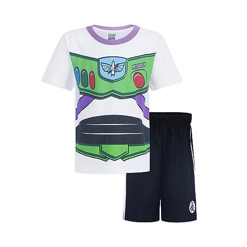 Disney Toy Story Buzz Lightyear Boysβ T-Shirt and Shorts Set for Toddler and Little Kids - White/Black