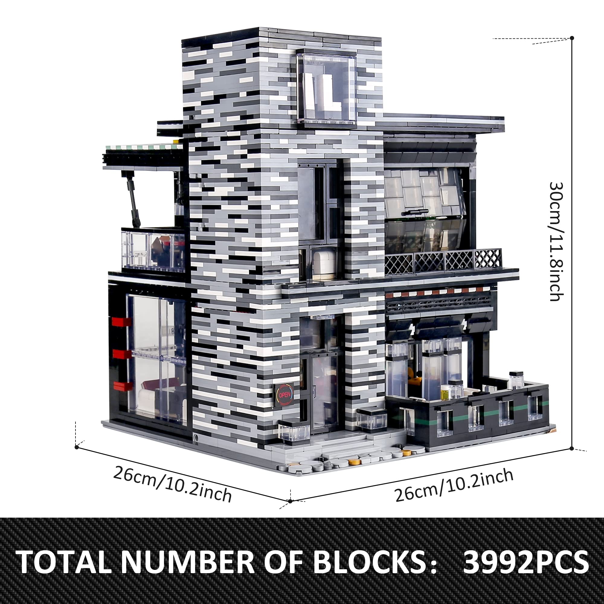 Mould King 16042 Building Kits Toy for Kids, 3992 Pieces MOC Bricks Creative Toys Street View Restaurant Building Model Set,Construction Toys for Adults