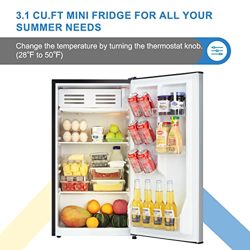 Frestec 3.1 CU' Mini Refregiator, Compact Refrigerator, Small Refrigerator with Freezer, Stainless Steel Look (FR 310 SL) & BLACK+DECKER EM720CB7 Digital Microwave Oven with Turntable Push-Button