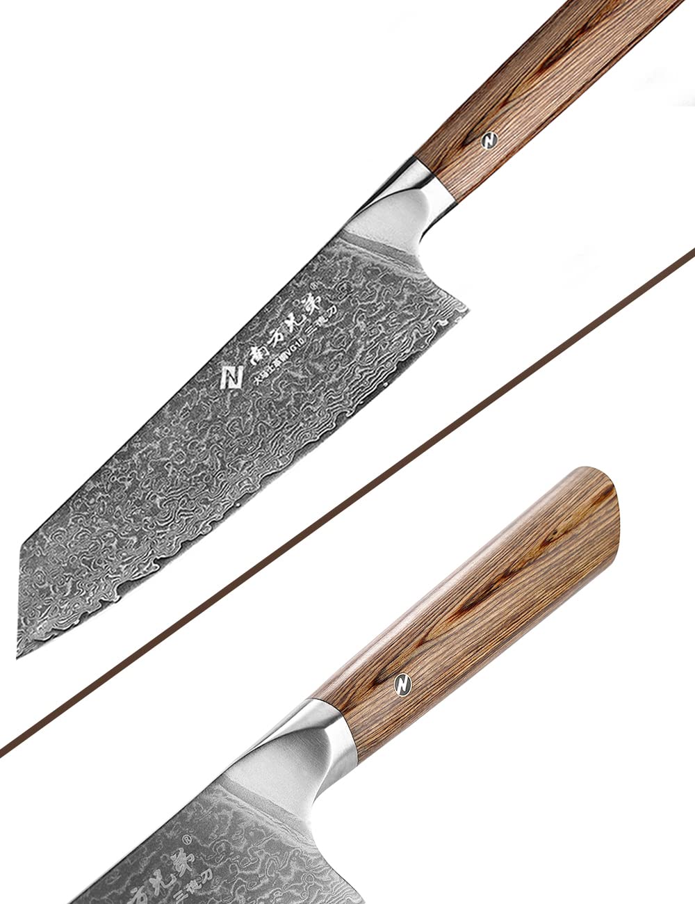 Damascus Santoku Knife 7 Inch Light Weight Professional Damascus Super Steel VG10 Damascus Chef Knife Comfortable Ergonomic Wood Grain Handle Very Sharp Kitchen Knives Luxury Gift Box