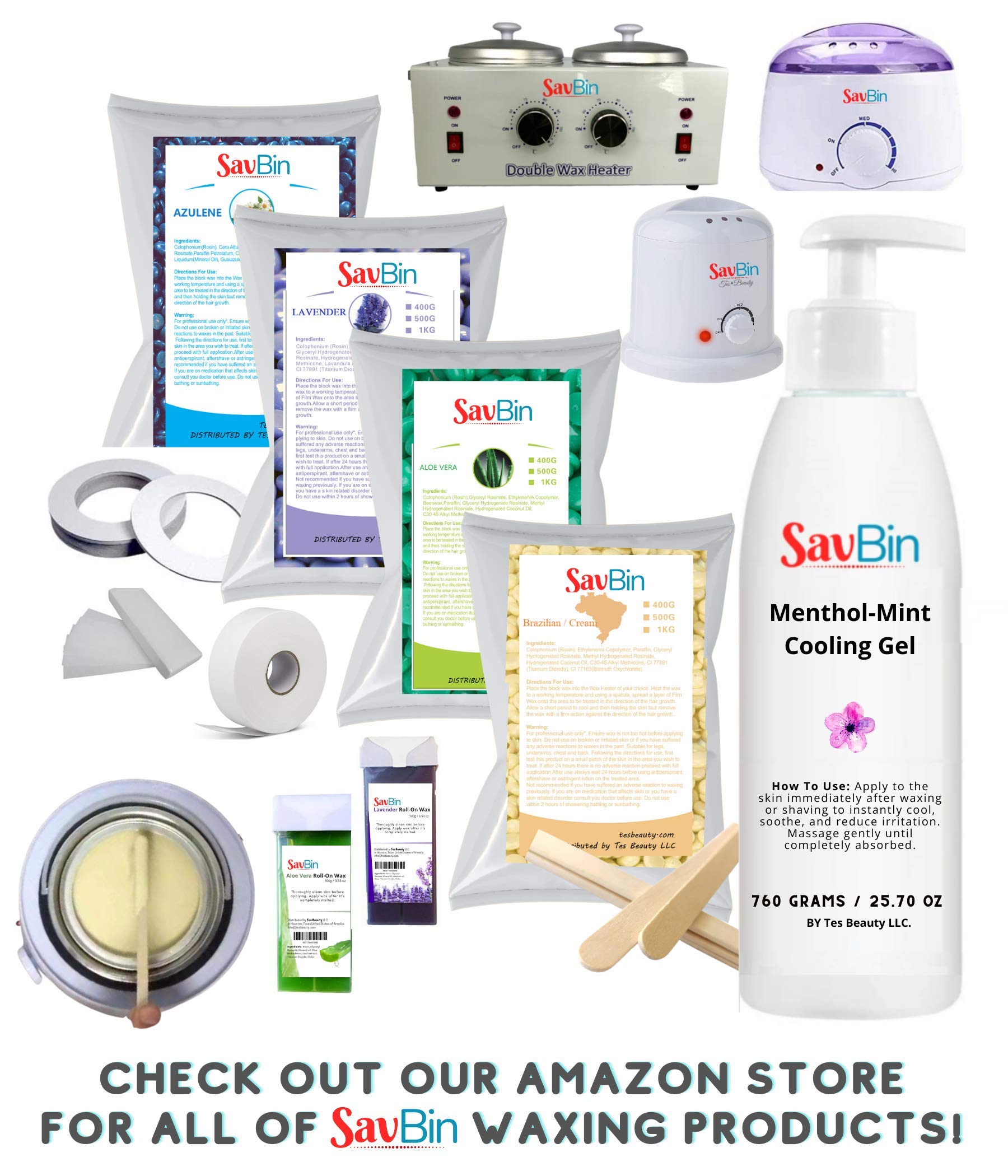 SAVBIN Roll-On Depilatory Cartridge Soft Wax Warmer (fits 4 wax cartridges) for Professional Salons and At-Home Self Waxing