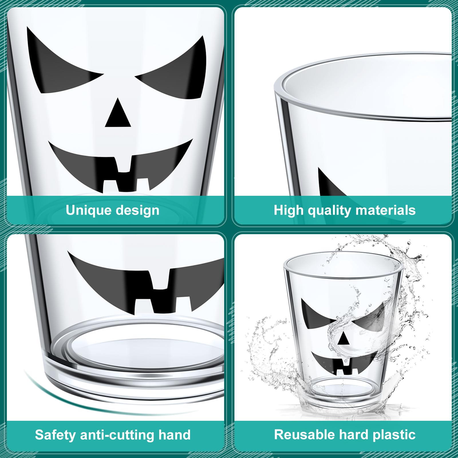 Lallisa 36 Pcs Plastic Halloween Whiskey Shot Glasses 2.1 oz Pumpkin Halloween Clear Reusable Plastic Cups Cocktail Glasses for Party Drinking Decoration Gift