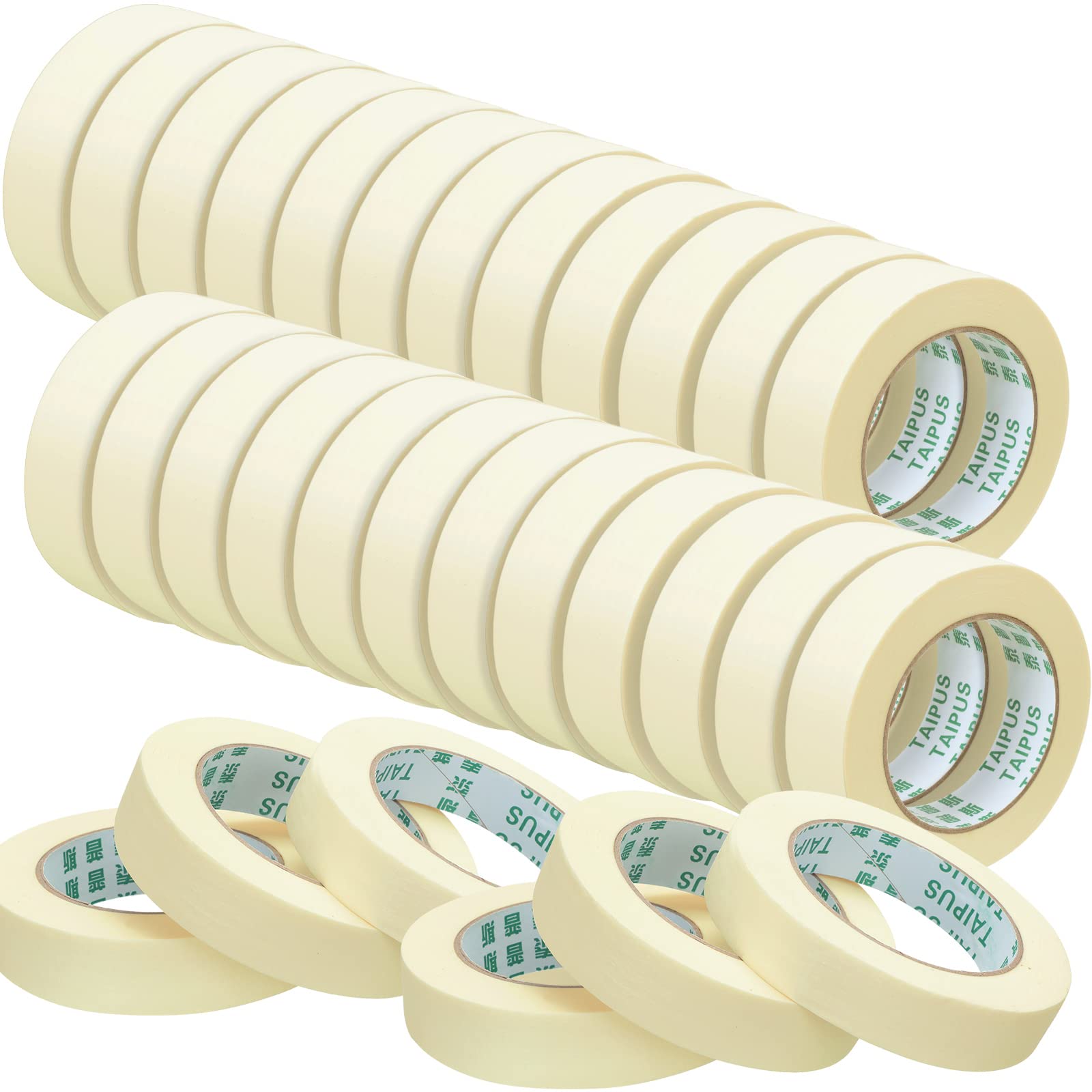 Masking Tape Bulk General Purpose Masking Tape 55 Yards Painting Tape for Painting Home Office School Stationery Arts Crafts Basic Use(30 Rolls,0.8 Inch)