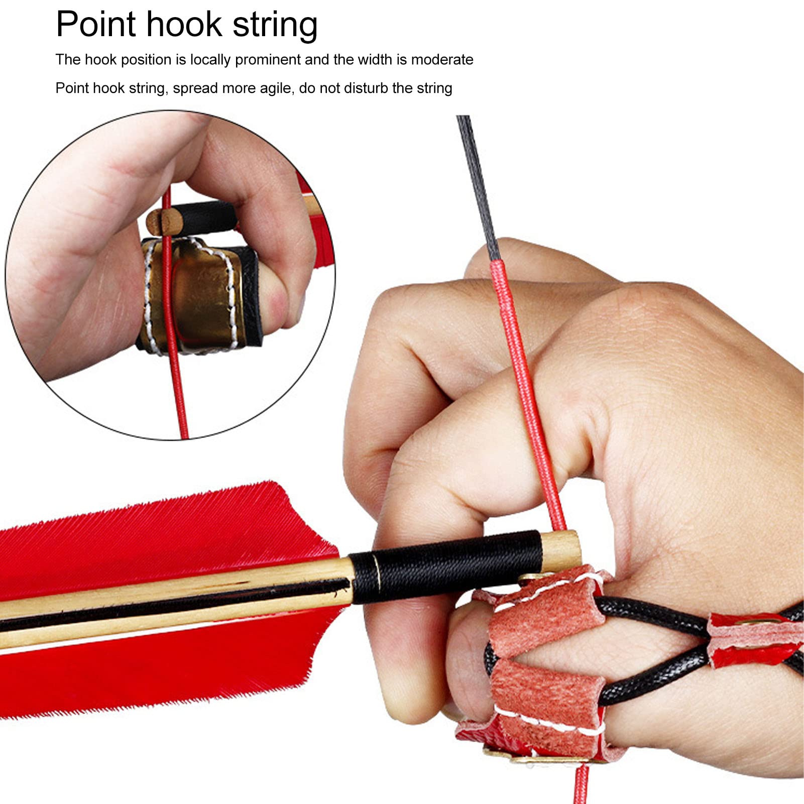Archery Finger Guard, Archery Thumb Ring Handmade Brass Leather Finger Guard Adjustable Traditional Thumb Ring Mongolian Finger Protector for Horse Bow Longbow Recurve Bow