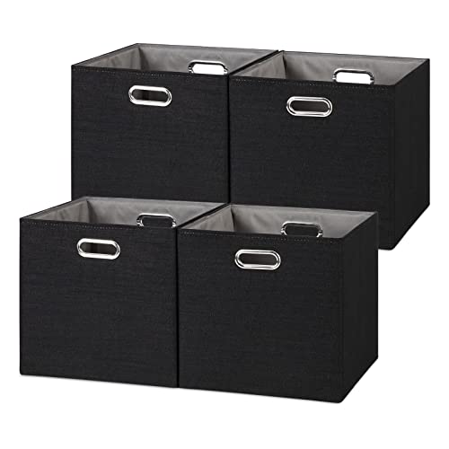DULLEMELO Storage Cubes 13x13, Storage Bins for Cube Organizer for Closet, Storage Cubes for Organizing Clothes Toys Books, Fabric Cube Storage Bins with Handles for Shelves, Black Storage Basket