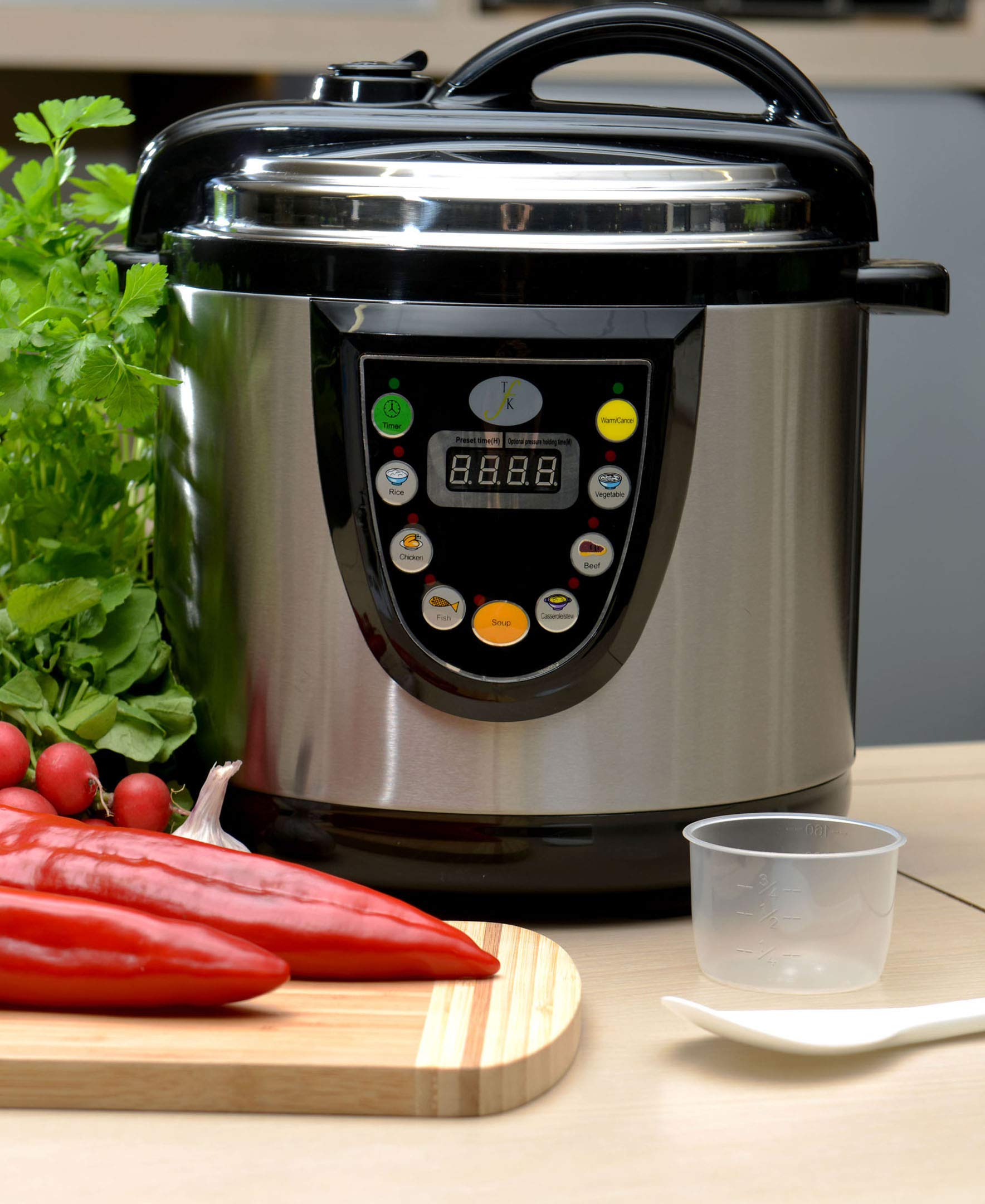 Berghoff Electric Pressure Cooker, 6.3 Qt, Black/Silver