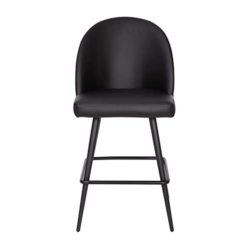 Flash Furniture Lyla Commercial Grade Modern Armless Counter Stools-Black LeatherSoft Upholstery-26" Barstool-Contoured Backrest-Steel Frame & Footrest-Set of 2