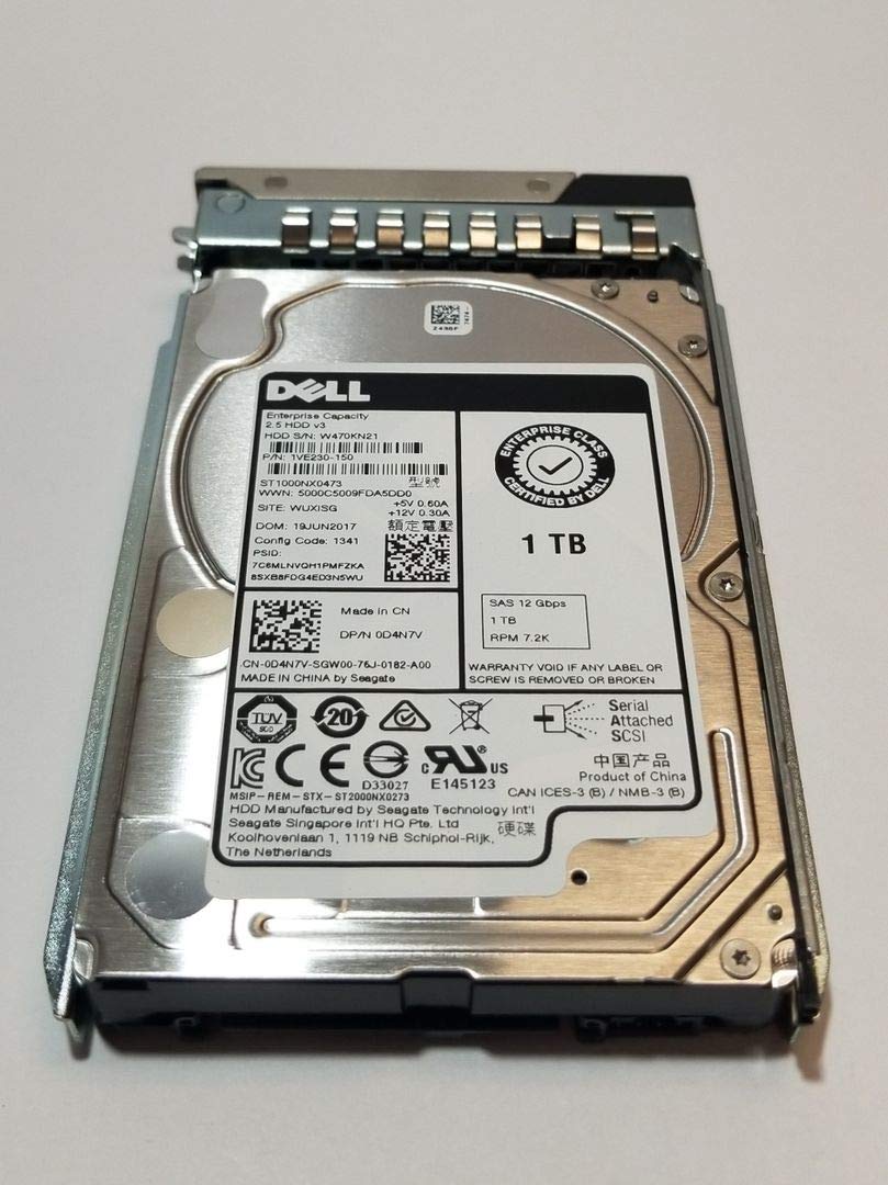 Seagate 1TB HDD 7.2K RPM 2.5" 12Gb/s SAS Hard Disk Drive Model: ST1000NX0473 DP/N: D4N7V