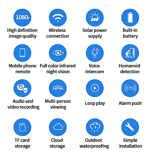 ciciglow Solar Security Camera, Waterproof Outdoor Camera, 2MP 1080P Home Security System, PIR Human Sensing, Camera Lens Flexibly Rotated Up, 2 Way Intercom