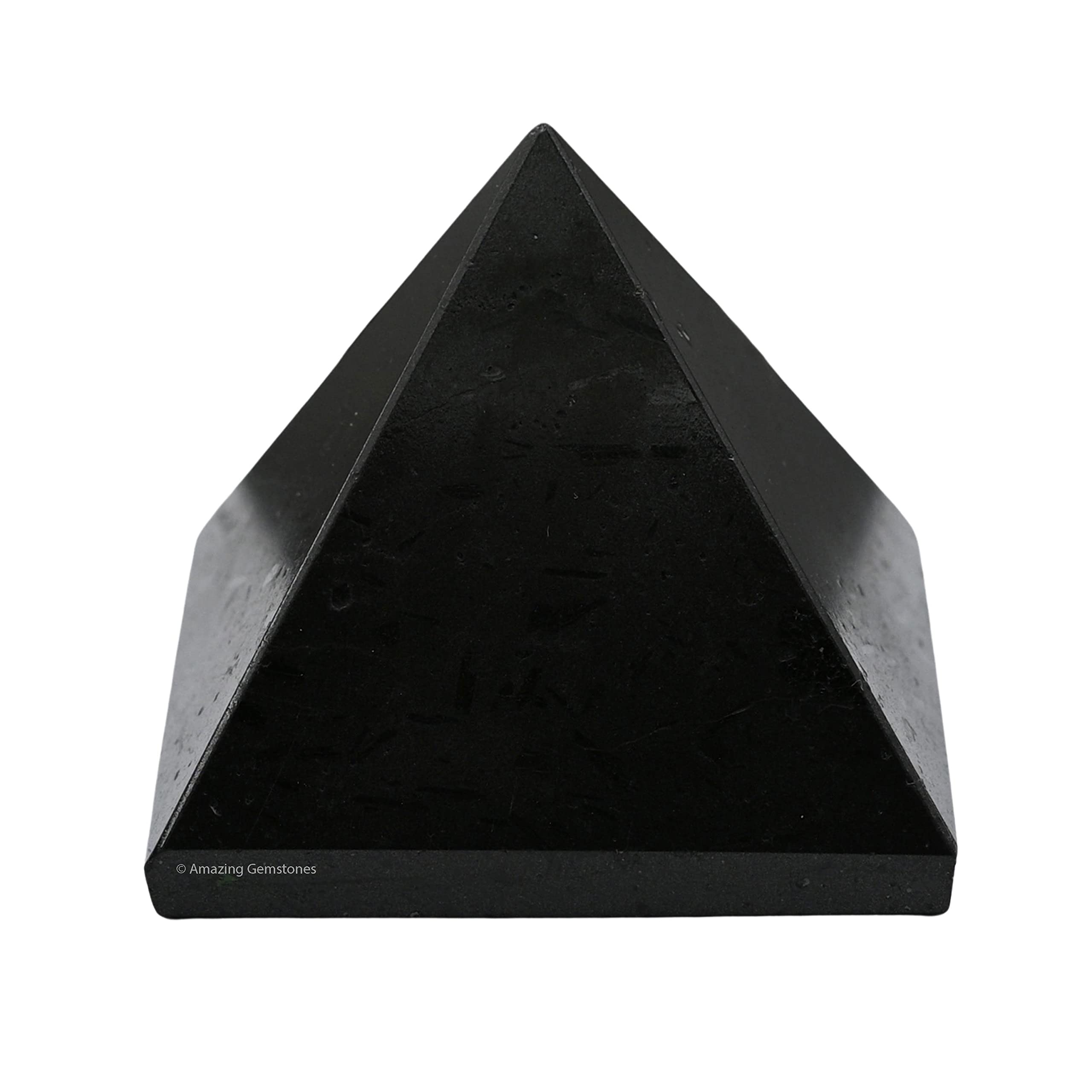 Black Tourmaline Pyramid Crystal Healing Stones - 2" Great Pyramid Figurine of Natural Stone Pyramid for Meditation, Reiki, Chakra Balancing and Crystal Pyramids Grid