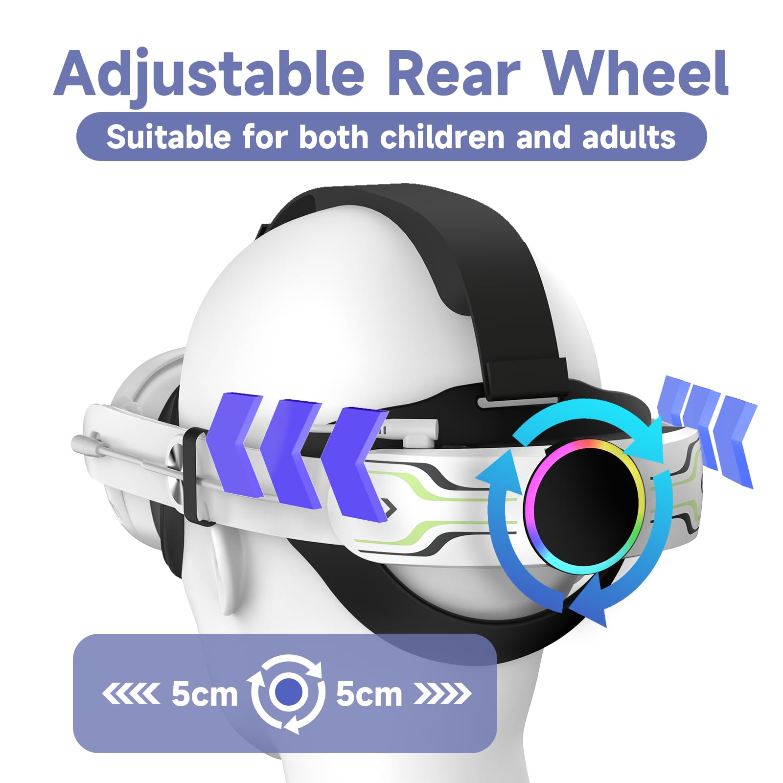 Bioherm Head Strap Compatible for Oculus/Meta Quest 2, Adjustable Headstrap to Enhanced Comfort for VR Headset, VR Accessories Reduce Face and Head Pressure