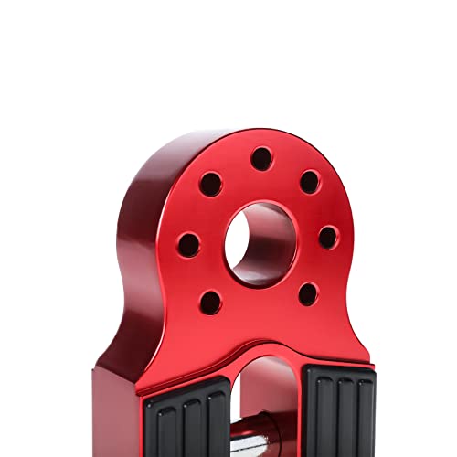 BTSHUB Winch Shackle, Flat Towing Hook Mount with Iron Pin & Rubber Guard, Universal Fit for Tow Haul Truck, ATV UTV Winch Lines Winch Hook(Red)