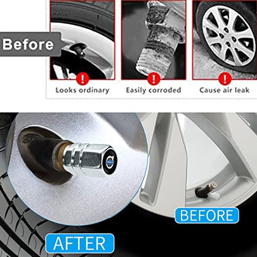 CAYBE Metal Auto Car Tire Valve Stem Caps Compatible with Volvo s60 s90 xc60 xc40 xc90 v60 v90 Series All Models Wheel Cap, Air Valve Caps Styling Decoration Accessories 4pcs