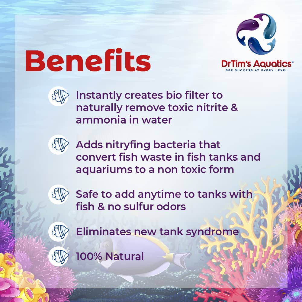 DrTim's Aquatics Reef One & Only Nitrifying Bacteria – For Reef, Nano and Seahorse Aquaria, New Fish Tanks, Aquariums, Disease Treatment – H20 Pure Fish Tank Cleaner – Removes Toxins – 2 Oz. (400)