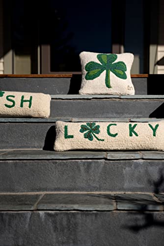 Chandler 4 Corners Artist-Designed Irish Clover Hand-Hooked Wool Decorative Throw Pillow (8β x 24β) St Patrick's Pillow for Couches & Beds-Easy Care, Low Maintenance St Patty's Day Shamrock Pillow