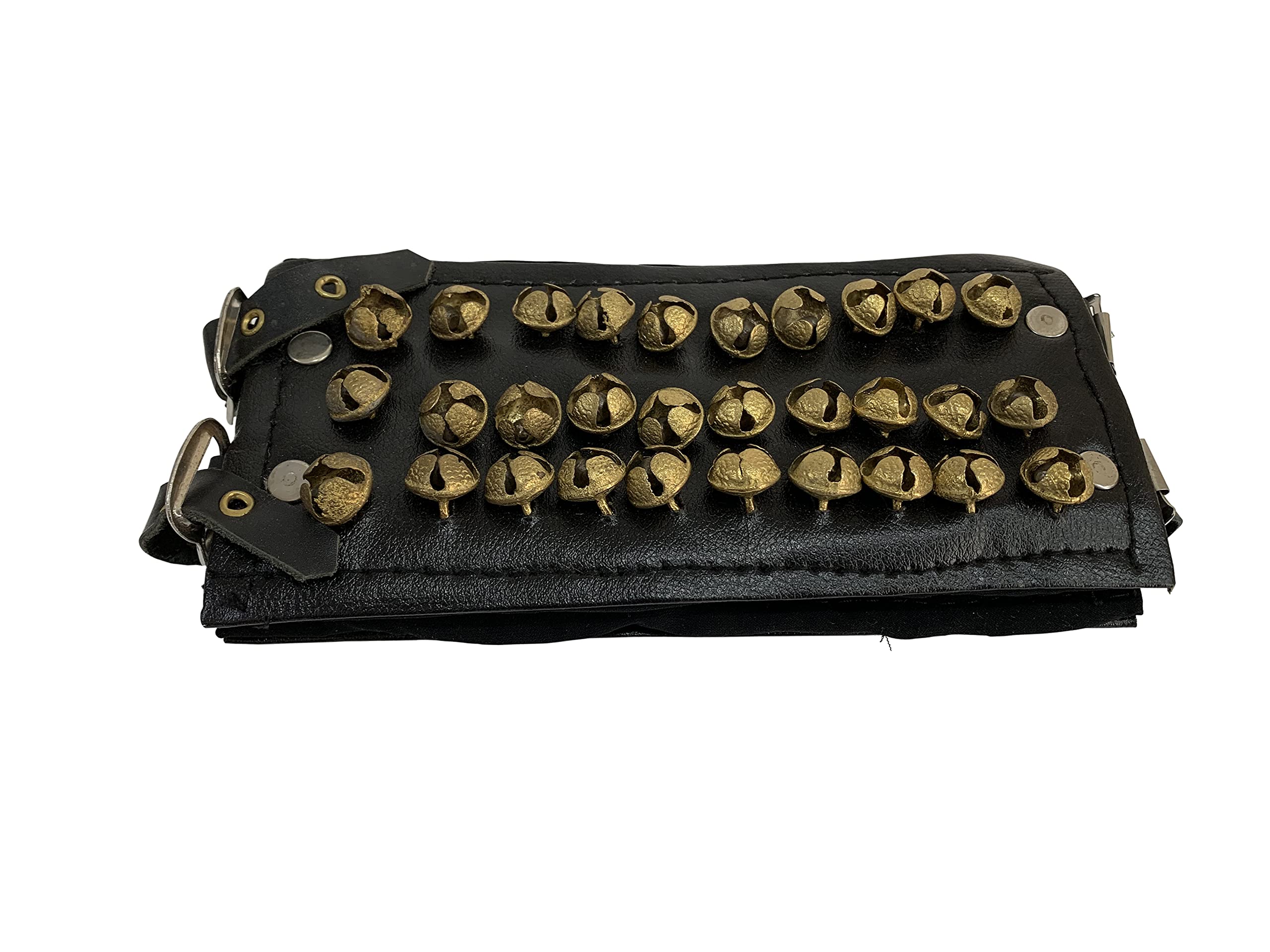 Dancinging ghungroo bells leather Pads |Indian Classical Dancers Anklet Musical Instrument Bell,Ankle bells Dance Accessories Bharatnatyam, Kuchipudi, Odissi Ghungru 3 Line No.16 Black Pad