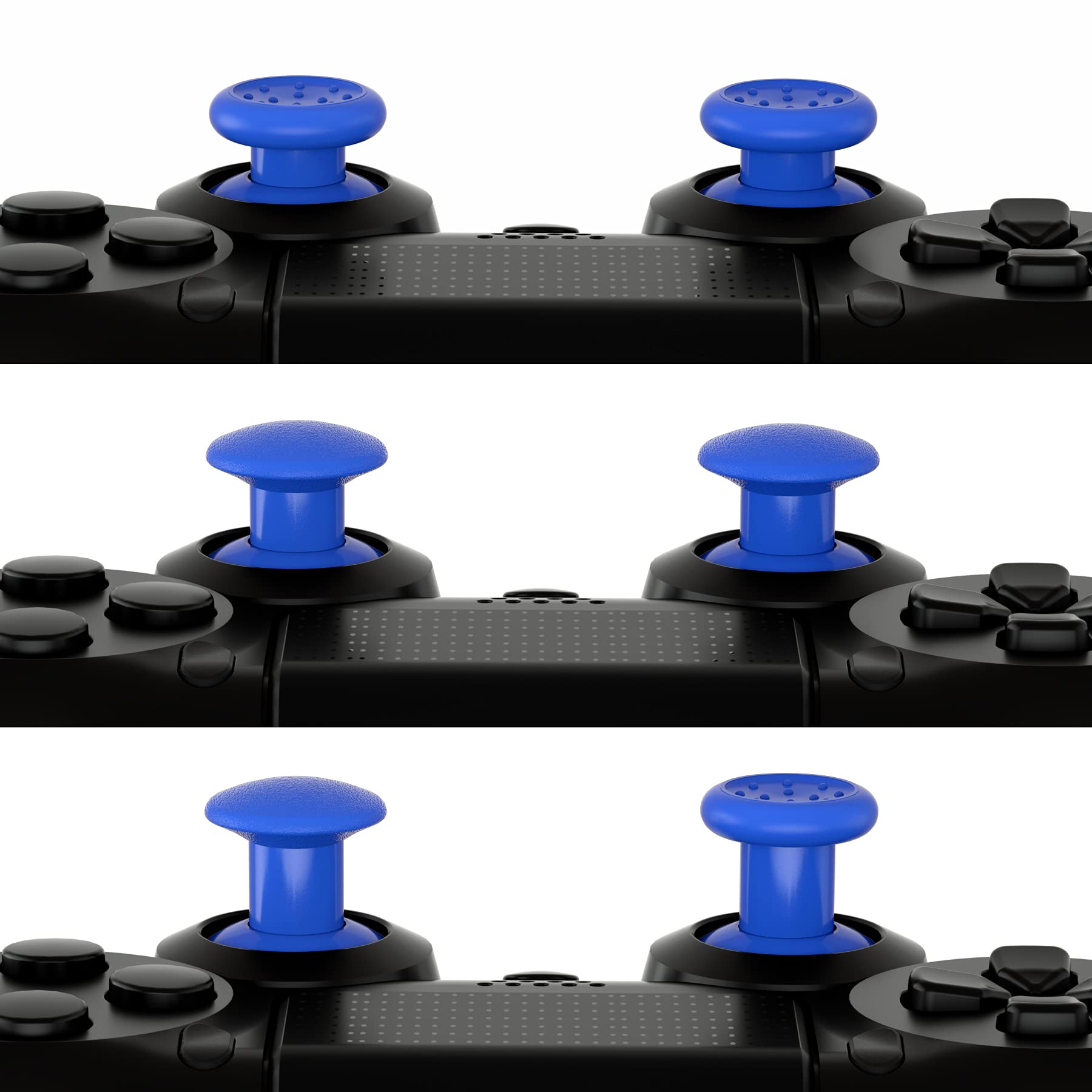 eXtremeRate ThumbsGear Interchangeable Ergonomic Thumbstick for PS5 Controller, for PS4 All Model Controller - 3 Height Domed and Concave Grips Adjustable Joystick - Blue