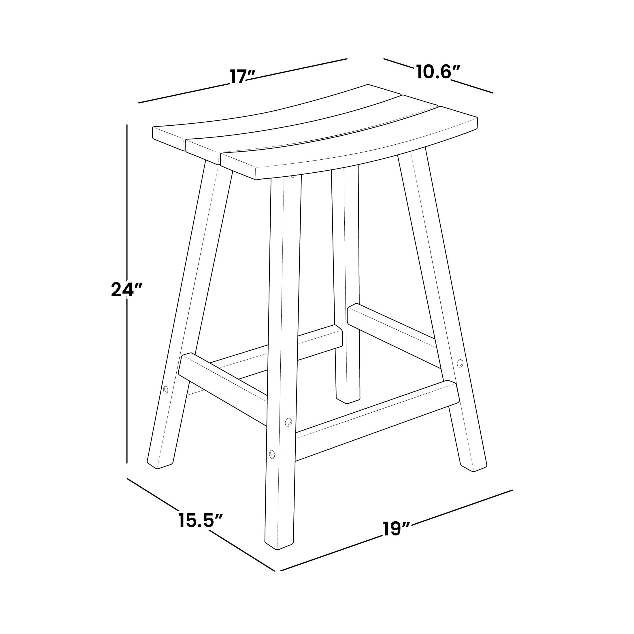 Costaelm All-Weather Bar Stools Set of 2, 24" Height Outdoor Bar Stools, Adirondack Poly Patio Bar Stool for Patio, Deck, Kitchen Counter and Garden, Gray