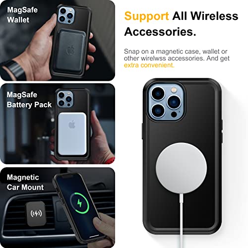 CUCICU Magnetic Case for iPhone 12/13 Pro Max Case, Heavy Duty Case Compatible with MagSafe, Military Grade Drop Protective Shockproof Lightweight Slim Case for iPhone 12/13 Pro Max 6.7 Inch(Black)