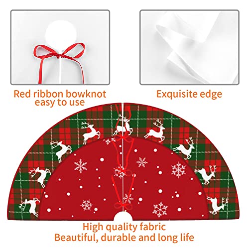 Christmas Tree Skirt 36 Inches Xmas Red Green Plaid Tree Skirt Christmas Tree Decoration New Year Holiday Party Decor