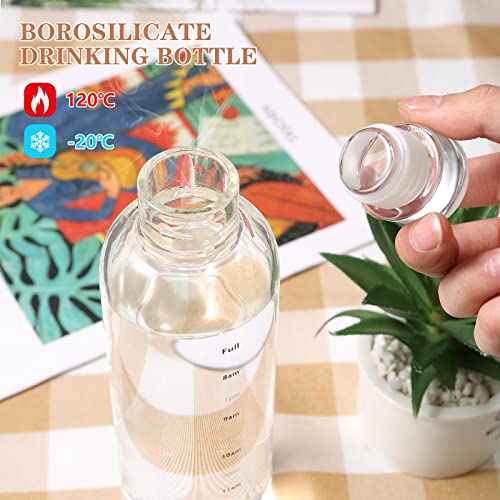 Clear Glass Water Bottles With Time Marker Non-slip Sleeve And Lids, Reusable Glass Drinking Bottles, Drink Water Bottle 26 Oz,Suitable For Drinks, Juices, Sodas, Coke, As Gifts Etc.(750ml)